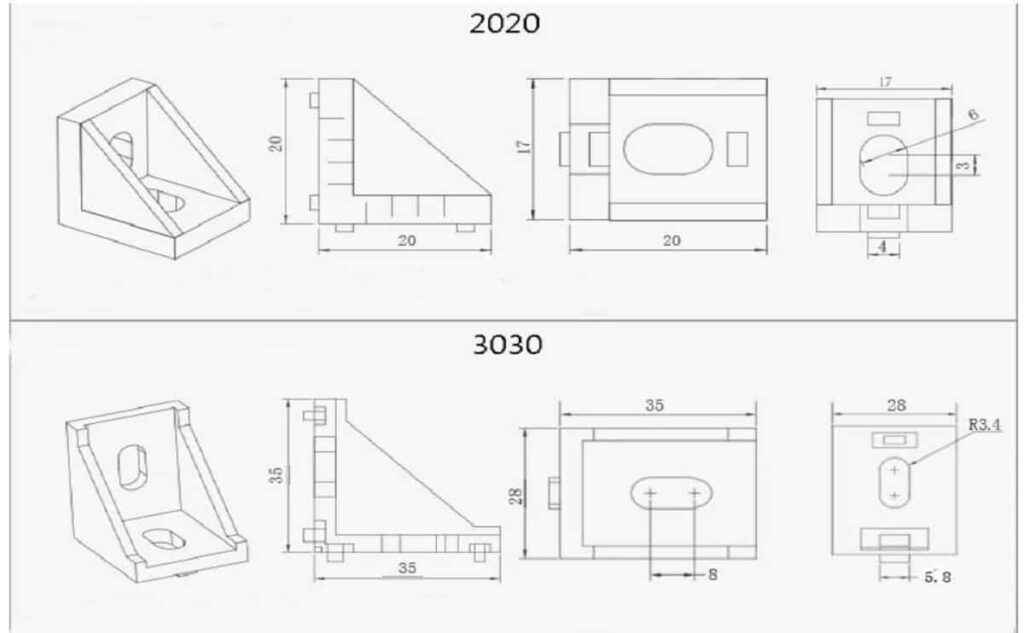 High Quality Profile Connectors for 3D Printer - Aluminum